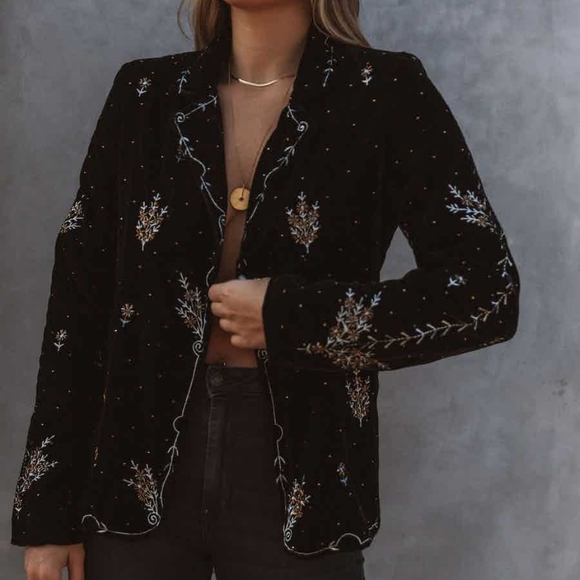 Vici | Jackets & Coats | Hostess Embellished Velvet Blazer | Poshmark